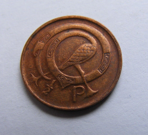 1980 Irish Half Penny Coin Old Ireland 1/2p Stylized Bird Book Of Kells ...