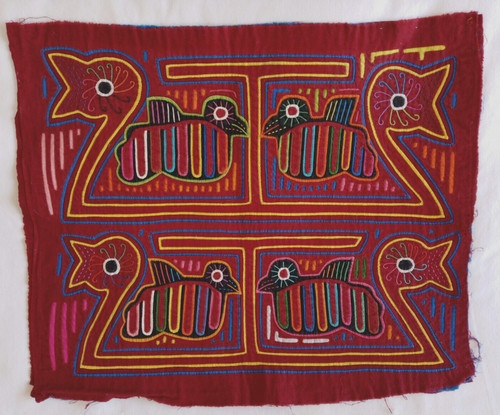 Vintage Kuna Mola Hand Sewn Reverse Applique Panama Flock of 8 BIRDS #2 ...