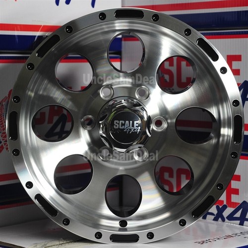 16x8 6x139.7 6x5.5 0 OFFSET SCALE 4x4 S52 MACHINE BLACK 8 HOLE TRUCK 4 ...
