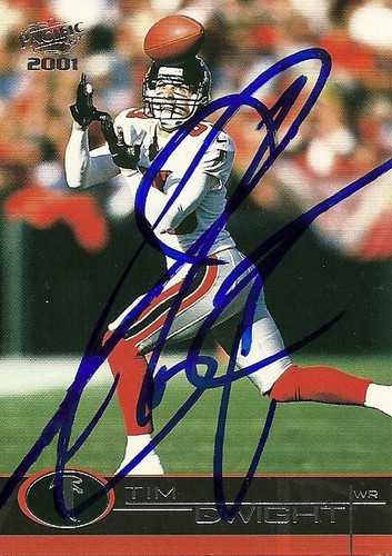 TIM DWIGHT ATLANTA FALCONS SIGNED AUTOGRAPHED 2001 PACIFIC CARD #18 W ...