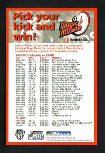 MLS--2005 Magnet Televised Schedule on ESPN2--Radio Shack | eBay