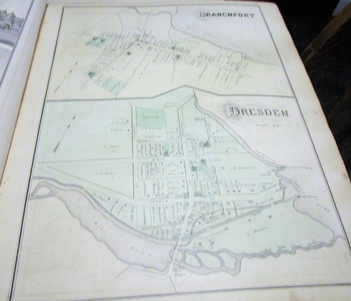 1876 MAPS VILLAGES OF DRESDEN AND BRANCHPORT NY YATES CO WITH RESIDENTS ...