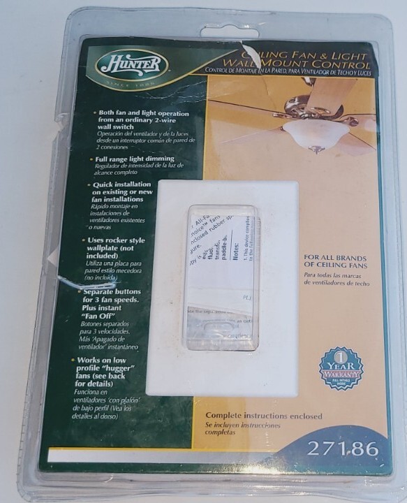 Hunter Ceiling Fan And Light Wall Control 27186 | Shelly Lighting