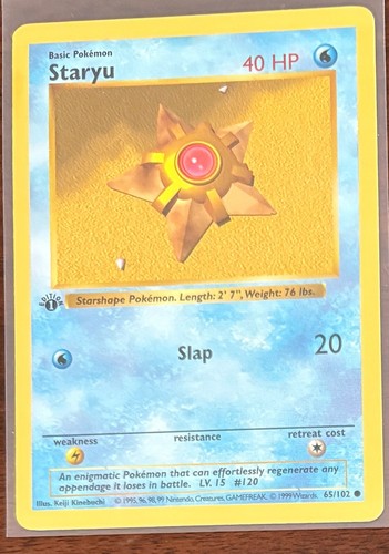 Pokemon Cards: Base Set 1st Edition Common: Staryu 65/102 | eBay