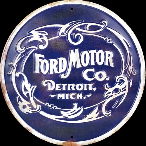 Ford Motor Co. Detroit Michigan 12" Embossed Circle Round Metal Sign ...