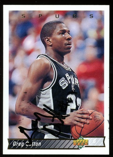 1992-93 Upper Deck GREG SUTTON Signed Card autograph AUTO SPURS HORNETS ...