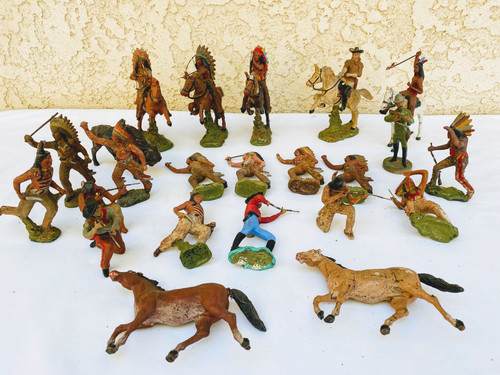 Antique 27 Emil Pfeiffer Pre Elastolin Composition Buffalo Bill Cowboys ...