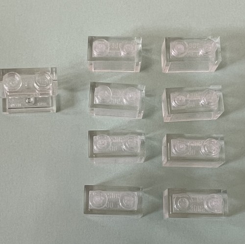 Lego 8 New Trans-Clear Bricks 1 x 2 without Bottom Tube Building Blocks ...