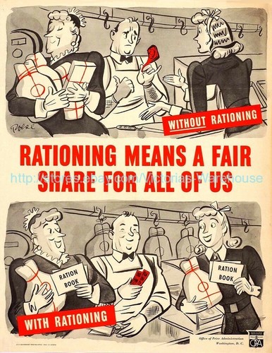 1943 WW2 propaganda Poese Rationing means a fair share for all of us ...