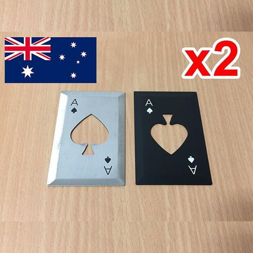 x2 Ace Of Spades BEVELED Credit Card Bottle Opener Beer Bottle Poker ...