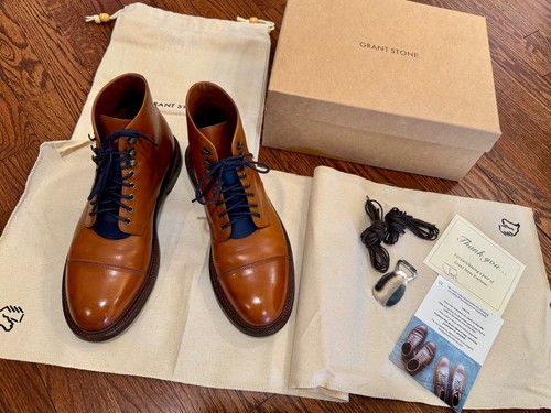 Mint! Grant Stone Men's British Tan Cap Toe Boots. 9D. Rare ...