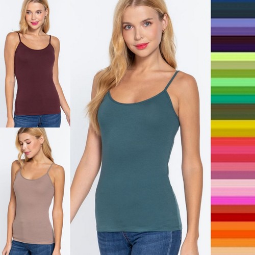 COTTON RIBBED RACERBACK TANK TOP Womens Stretch Long Workout Fitness ...