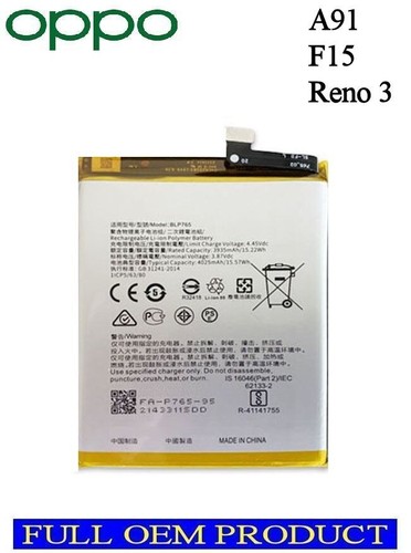 Oppo A91 F15 (PCPM00 CPH2001 CPH2021) Reno3 (CPH2043) Battery BLP765 ...