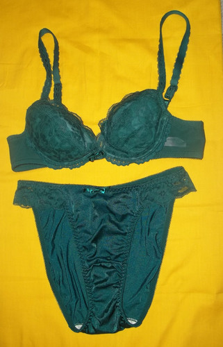 Vintage Wonderbra Green Second Skin bikini Panty & Lace Bra Set size XL ...