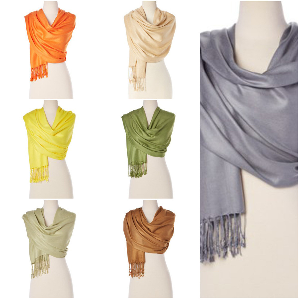 Pashmina Cashmere Scarf Shawl Wrap Plain Stole Silk Soft Women Men Wool ...