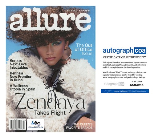 ZENDAYA AUTOGRAPH SIGNED ALLURE MAGAZINE SPIDER-MAN DUNE EUPHORIA ACOA ...