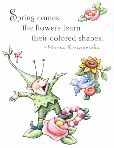 SPRING COMES FLOWERS LEARN-Handcrafted Fridge Magnet-w/Mary Engelbreit ...
