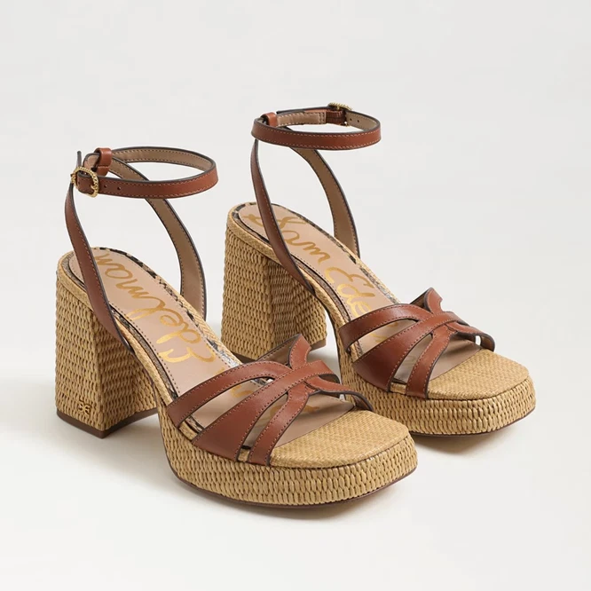 Sam Edelman Reese Rich Cognac Leather Platform Heel Women's sizes