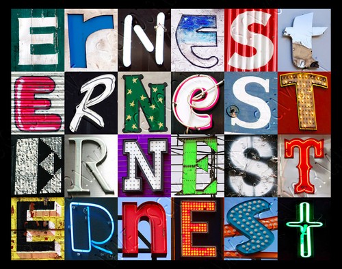 ERNEST Name Poster featuring photos of actual sign letters | eBay