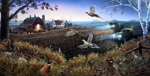Mark Daehlin Evening Harvest Pheasant Farm Combine Art Print 33 x 17 | eBay
