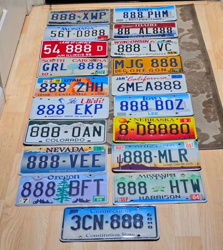 REAL LICENSE PLATES TAGS NUMBER 888 MANY USA STATES | eBay