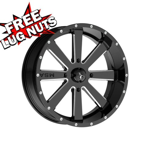 20 inch 20x7 MSA Offroad M34 FLASH BLACK MILLED wheels rims 4x6.14 ...