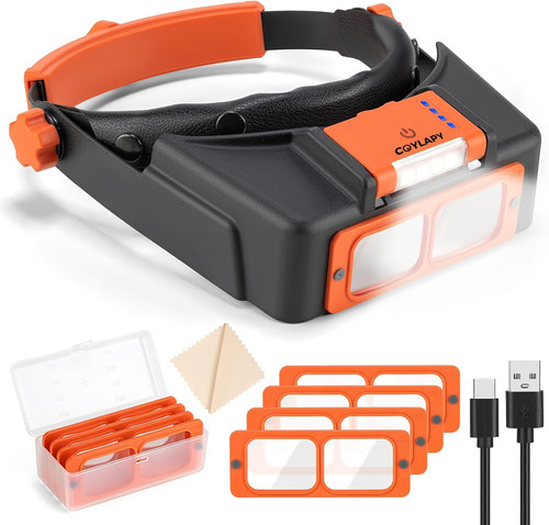 Headband Magnifier with Light Jeweler Magnifying Glass Loupe Visor ...