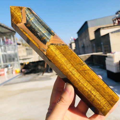 598g Natural Yellow Tiger's eye quartz crystal wand point Healing AK535 ...