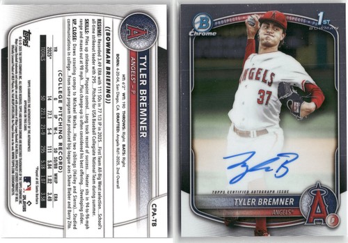 Tyler Bremner 2025 Bowman Chrome Draft #CPA-TB Auto 1st RC | eBay