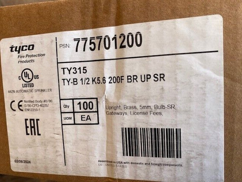 (CASE OF 100) Tyco 775701200, TY315, Ty-B, 1/2", 5.6K, Pendent ...