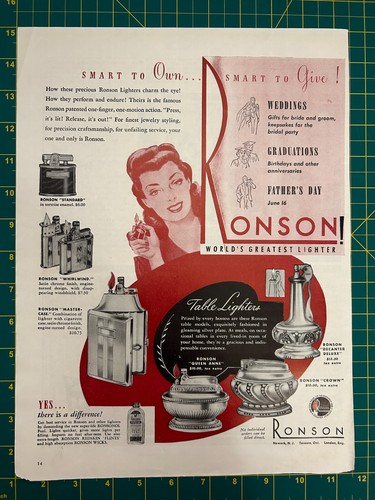 1946 Vintage Ronson Lighter Whirlwind Master Case Ronsonol Fuel Print ...