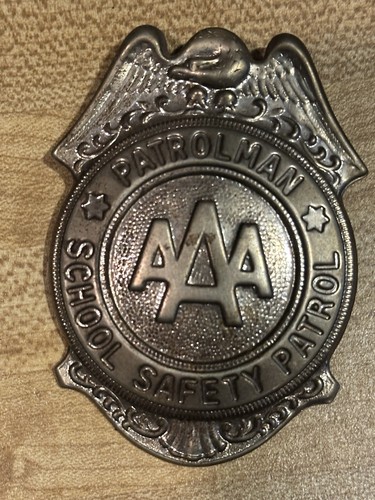 Vintage AAA Patrolman School Safety Patrol Metal Badge Pin 2 1/2 inches ...
