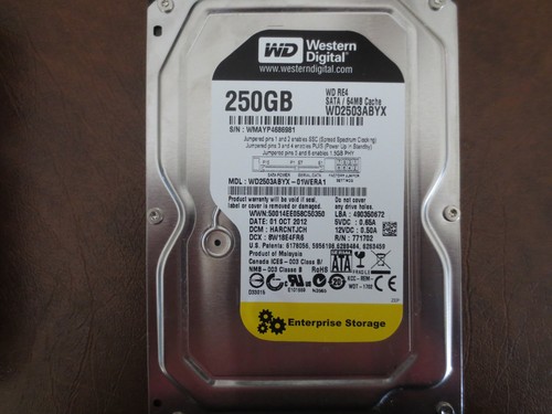 Western Digital WD2503ABYX-01WERA1 DCM:HARCNTJCH 250gb 3.5" Sata HDD ...