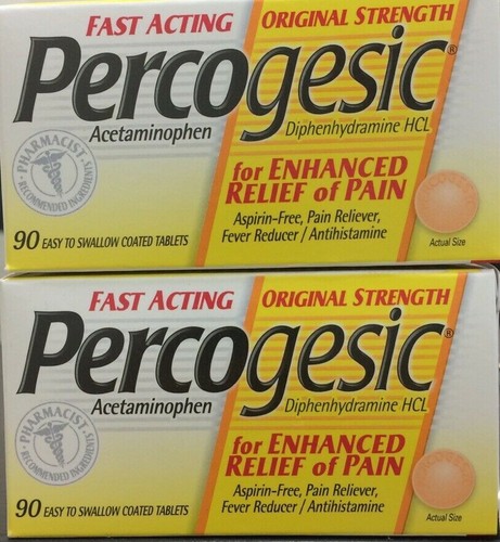 Percogesic Fast Acting Pain Reliever Tablets 325mg 90ct( 2 boxes ) EXP ...