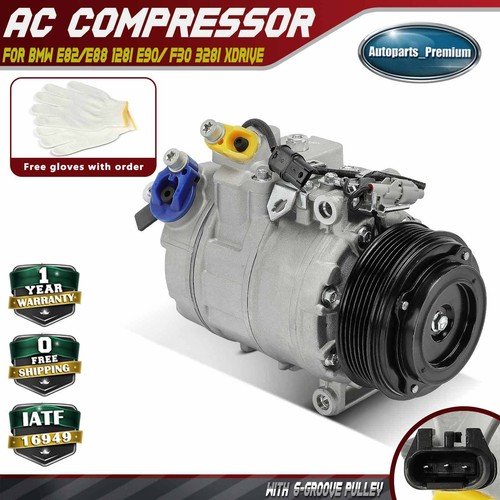 AC Compressor with 7SBU17C Style for BMW 128i E82 E88 2008-2013 L6 3.0L ...