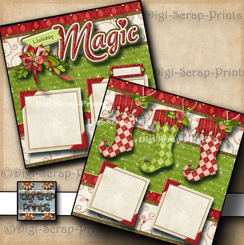 HOLIDAY MAGIC 2 premade scrapbook pages paper piecing CHRISTMAS ...
