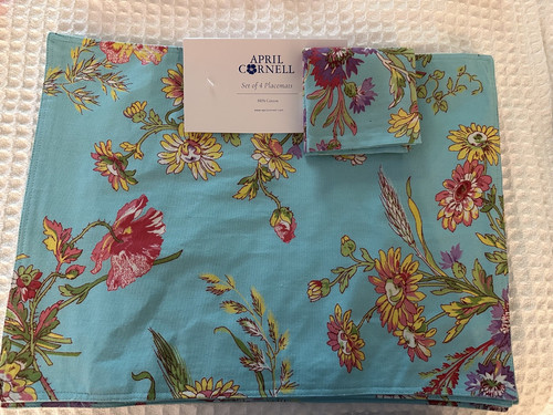 April Cornell Turquoise Placemats (Set of 4) 14" x 19" NWT | eBay