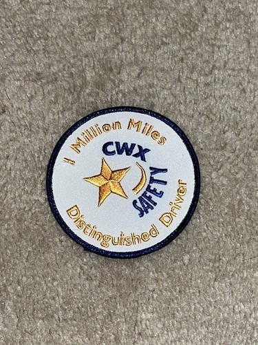 Vintage CWX 1 million mile Safe Driving Distinguished Driver patch 3 3/ ...