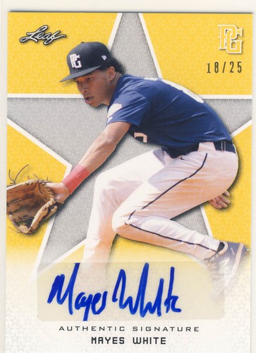 MAYES WHITE 2020 Leaf Perfect Game PG National Showcase Yellow AUTO /25 ...