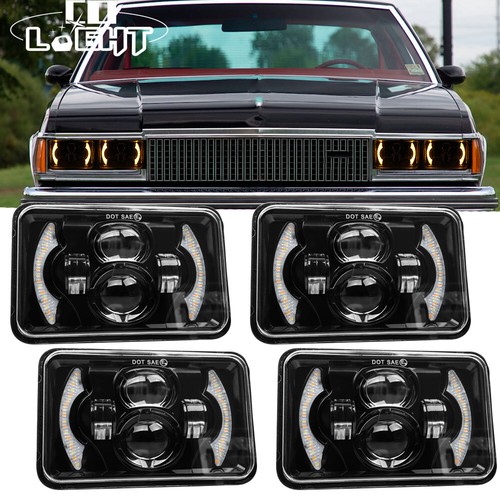 4PCS 4x6" LED Headlights Sealed Hi/Lo Beam w/DRL For Chevrolet Caprice ...