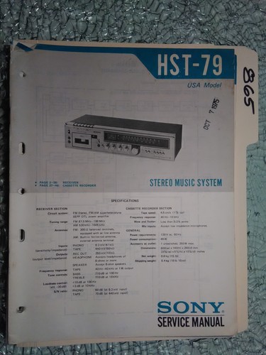 Sony hst-79 service manual original repair book stereo receiver radio ...