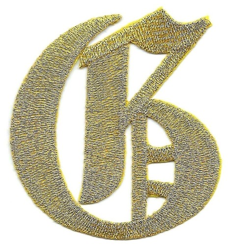 3" Fancy Metallic Gold Old English Alphabet Letter G Embroidered Patch ...
