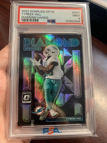 2022 Tyreek Hill Silver Prizm Diamond Hands Optic #DH7 PSA Graded Miami ...