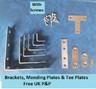 T Plates Tee Brackets For Mending & Repair Repairing 50mm Screws ...