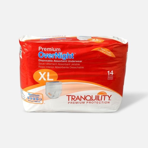Tranquility Premium OverNight Disposable Absorbent Underwear XLCase of ...