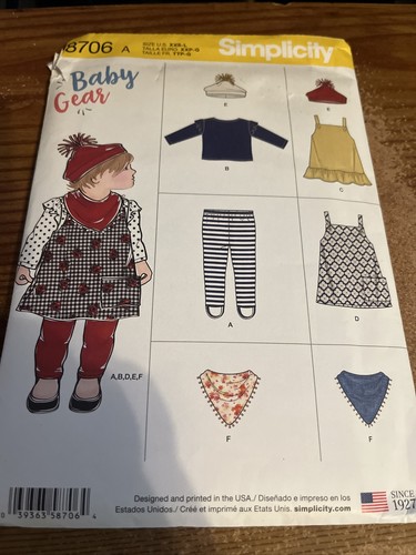 Simplicity #8706 BABY JUMPER, BIB, HAT, LEGGINGS, TOP Sewing Pattern ...