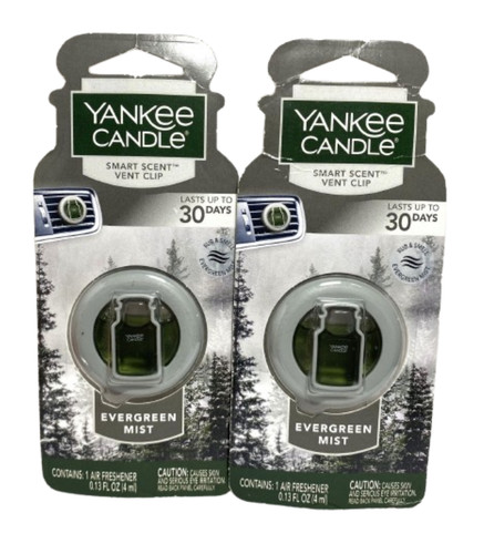 YANKEE CANDLE Lot of (2) EVERGREEN MIST Smart Scent Vent Clips ~ FREE ...
