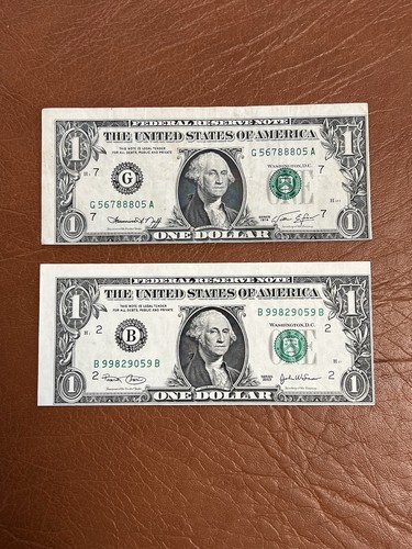 1974 $1 2003 $1 ONE US DOLLAR BILL NOTE MISCUT MISALIGNED OFF CENTER ...
