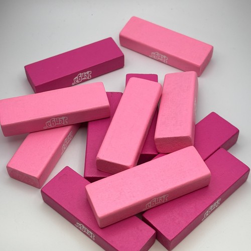 Girl Talk Jenga 12 Blocks 6 Light and 6 Dark Pink 2007 Replacement ...