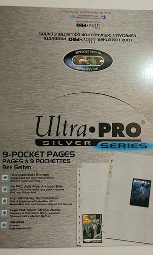Ultra Pro Pages of 9 Pockets Binder Sheets Silver Series - Lot of 500 ...